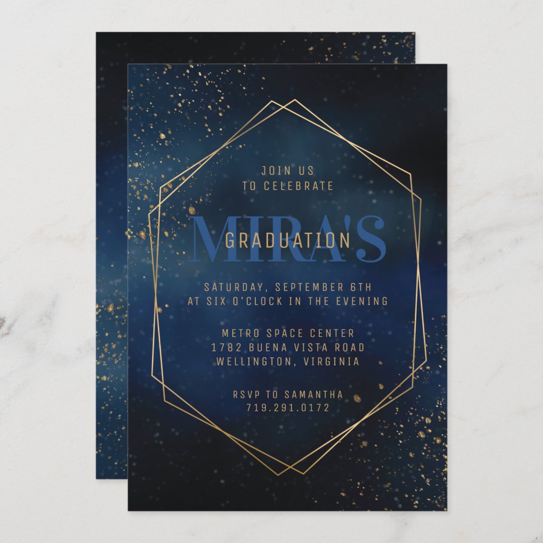 Golden Galaxy Graduation Invitation | Zazzle