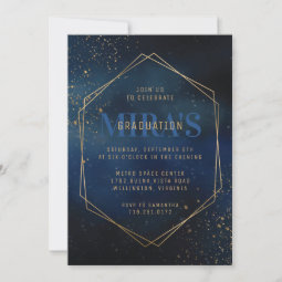 Golden Galaxy Graduation Invitation | Zazzle