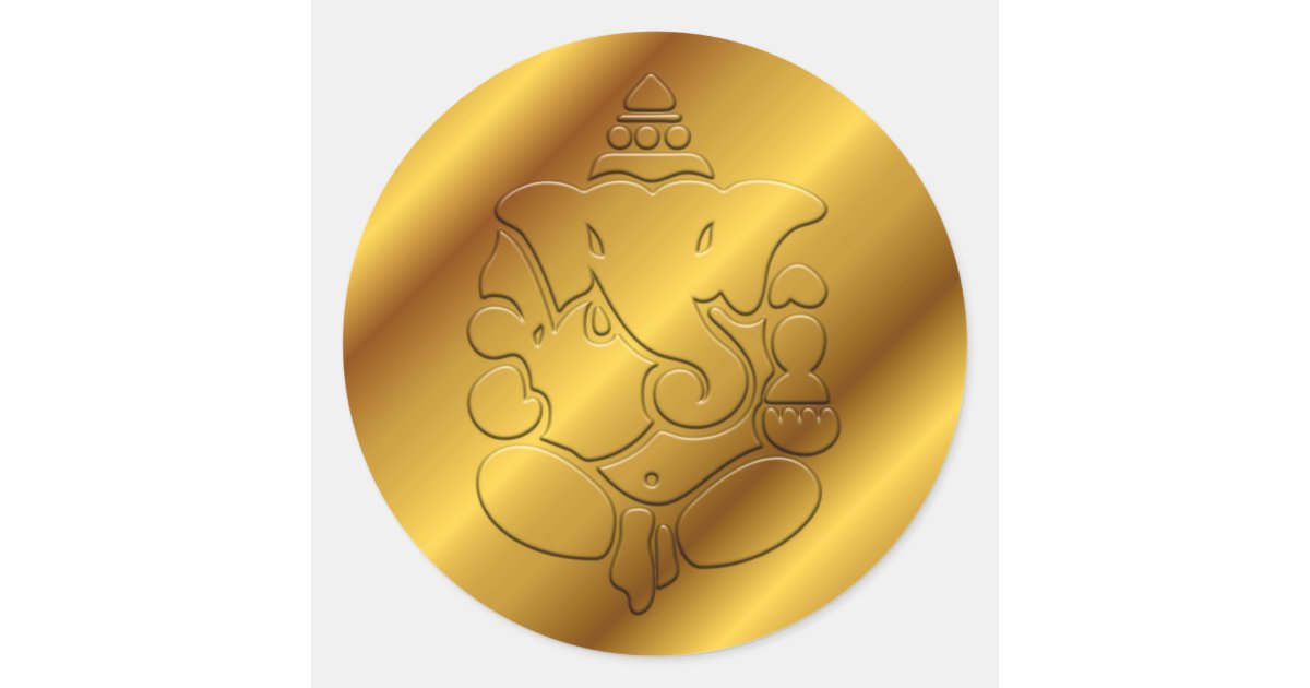 Golden Ganesha Classic Round Sticker | Zazzle