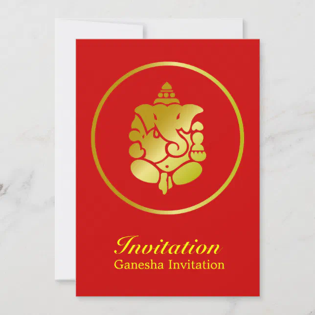 Golden Ganesha Invitation | Zazzle