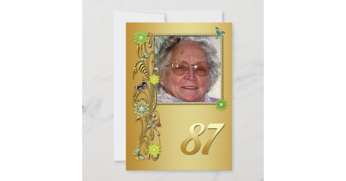 Golden Garden 87th Birthday party invitation | Zazzle