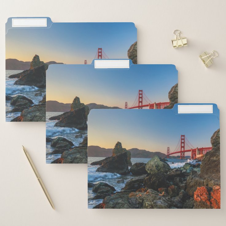 Golden Gate Bridge at Dusk | San Francisco File Folder | Zazzle