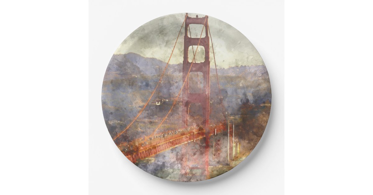 Golden Gate Bridge in San Francisco California Paper Plates | Zazzle