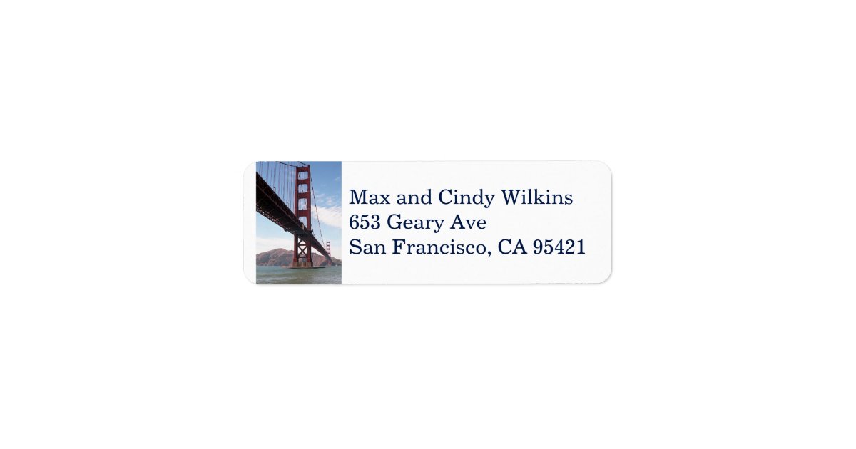 Golden Gate Bridge return address label | Zazzle