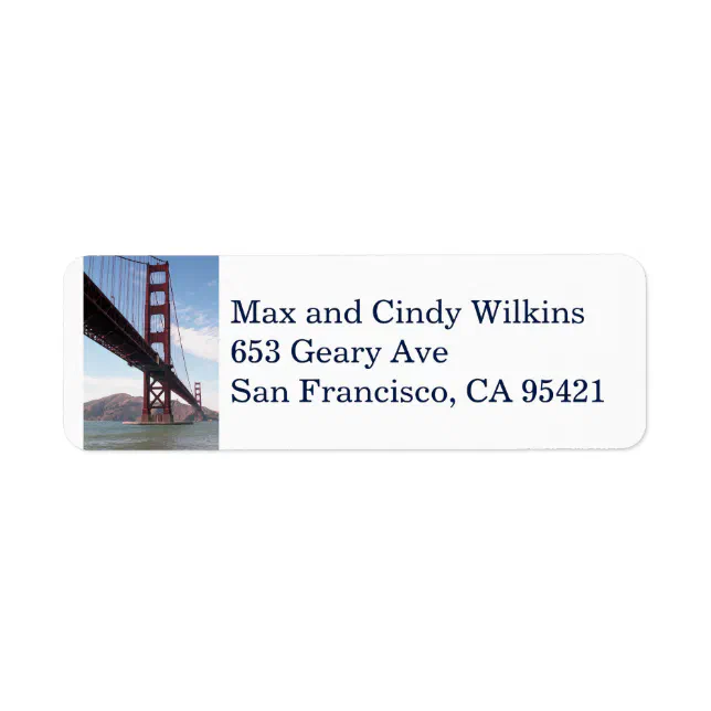 Golden Gate Bridge return address label | Zazzle