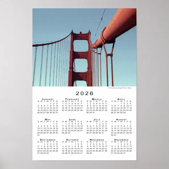 Golden Gate Bridge San Francisco 2026 Calendar Poster | Zazzle
