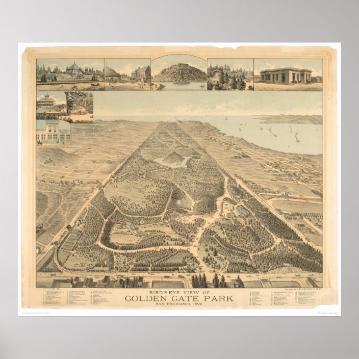 Golden Gate Park Panoramic Map 1892 (0644A) Poster | Zazzle.com