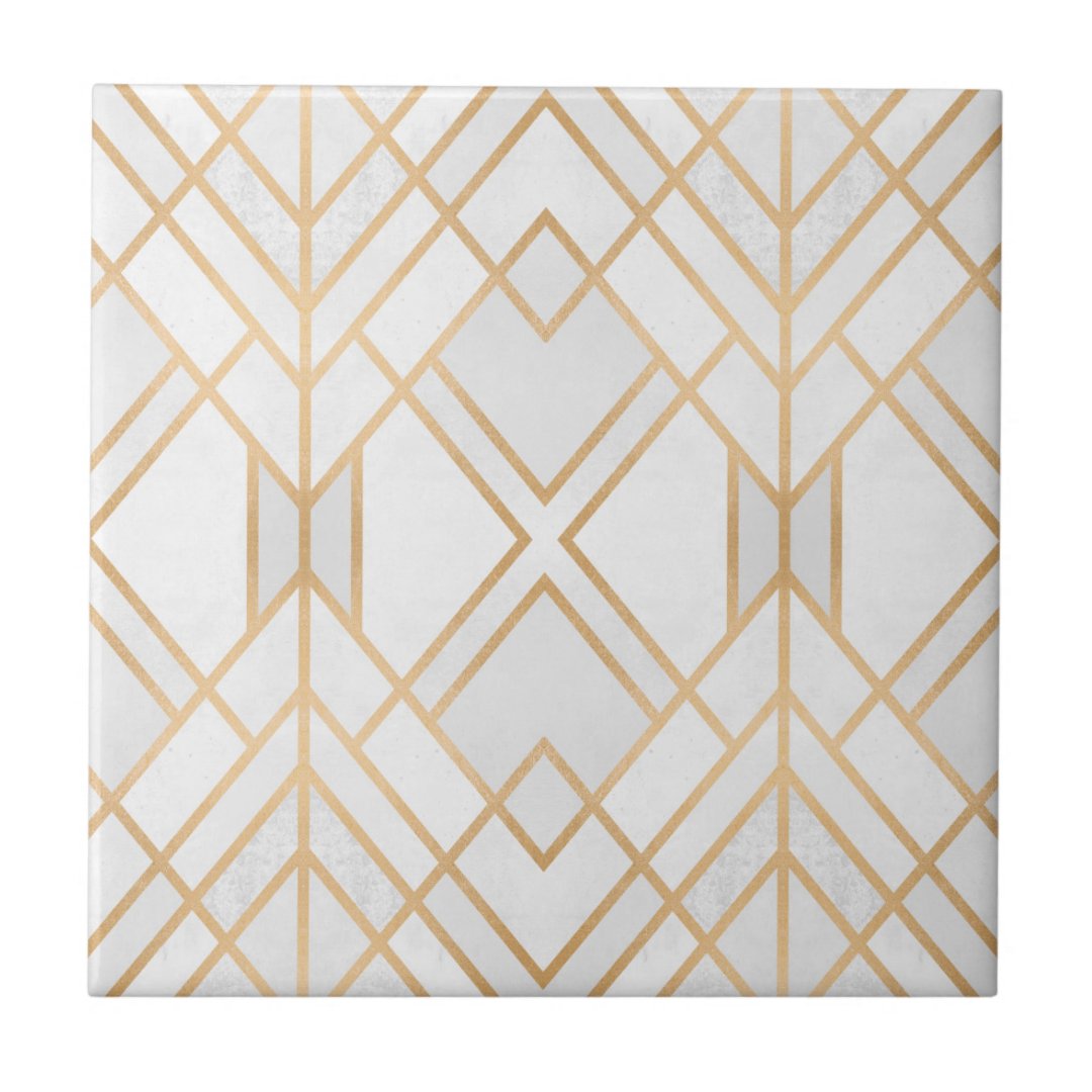 Golden Geo Ceramic Tile | Zazzle