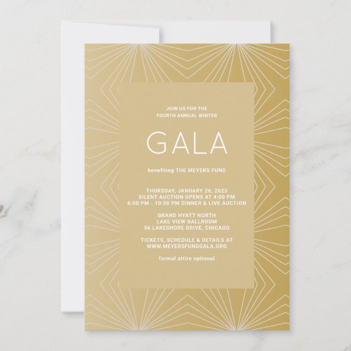 Golden Geometric Modern Gala Invitation | Zazzle.com