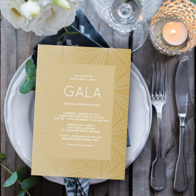 Golden Geometric Modern Gala Invitation | Zazzle
