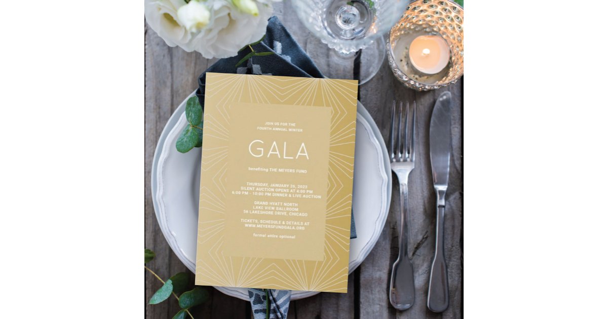 Golden Geometric Modern Gala Invitation | Zazzle
