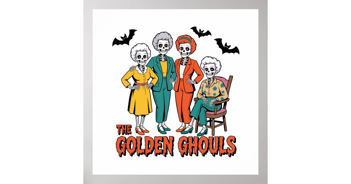 Golden Ghouls Girls' Halloween Poster | Zazzle