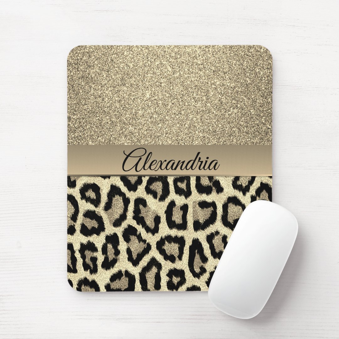 Golden Glam Leopard Print Mouse Pad | Zazzle
