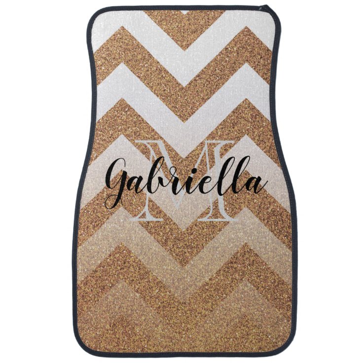 Golden Glitter Chevrons Car Floor Mat | Zazzle