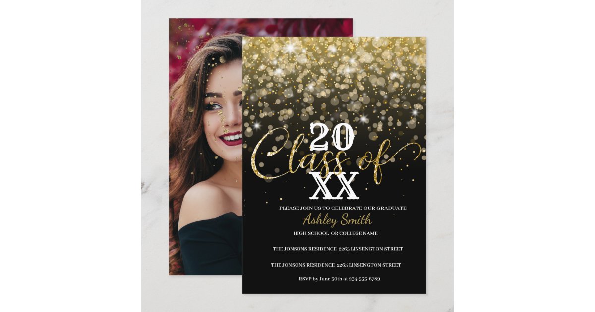 golden glitter graduation invitation | Zazzle
