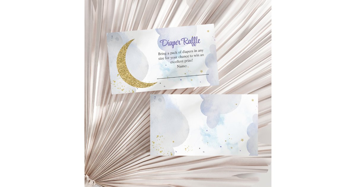 Golden Glitter Moon Diaper Raffle Enclosure Card | Zazzle