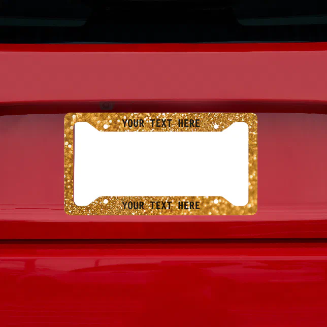 Golden Glitter Pattern Personalized License Plate Frame | Zazzle