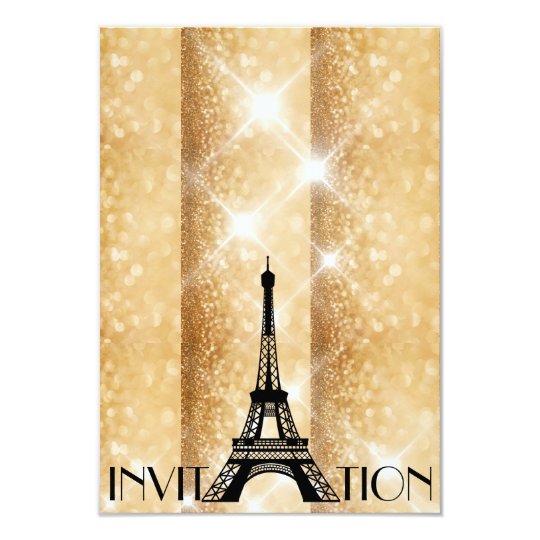 Golden Glitter Personalized Paris Invitation | Zazzle.com