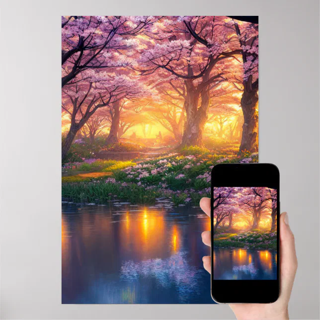 Golden Glow of Cherry Blossoms Poster | Zazzle