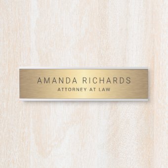 Golden gradient name and title door sign | Zazzle