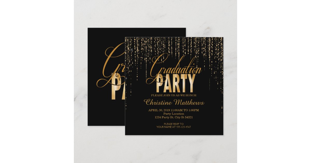Golden Graduation Party Invitations | Zazzle