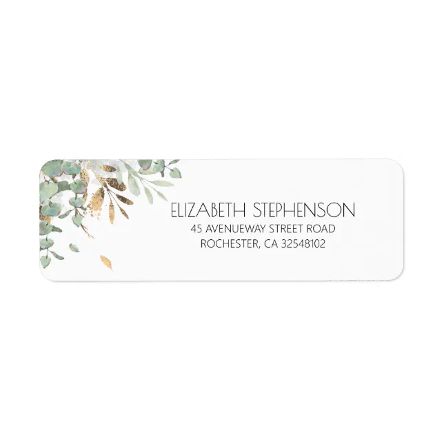 Golden Greenery Elegant Label | Zazzle