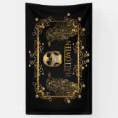 Golden Halloween Skull Ravens Banner | Zazzle