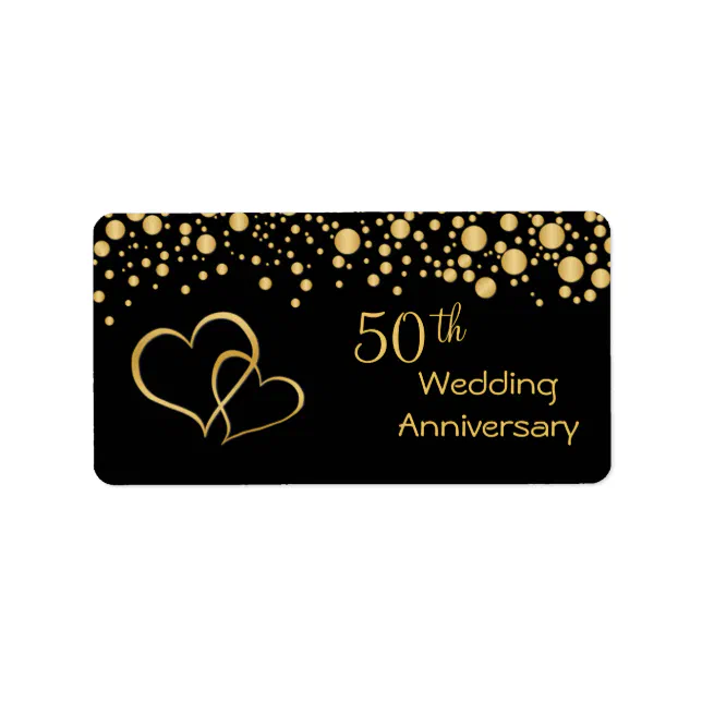 Golden hearts 50th Wedding Anniversary label | Zazzle