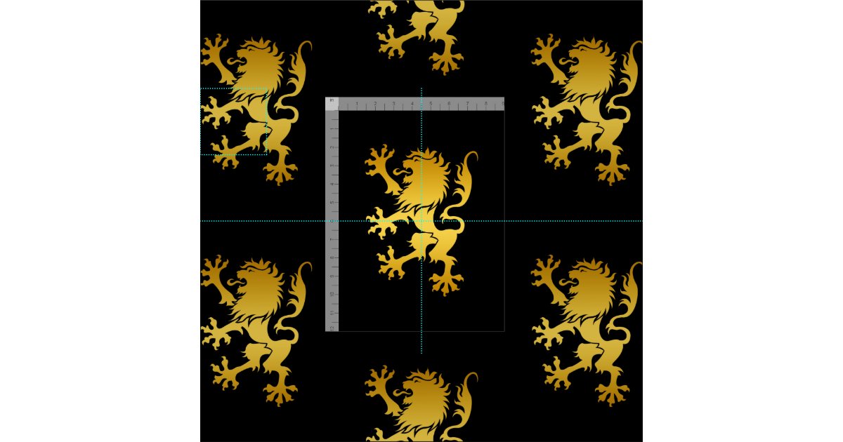 Golden Heraldic Lion Fabric | Zazzle