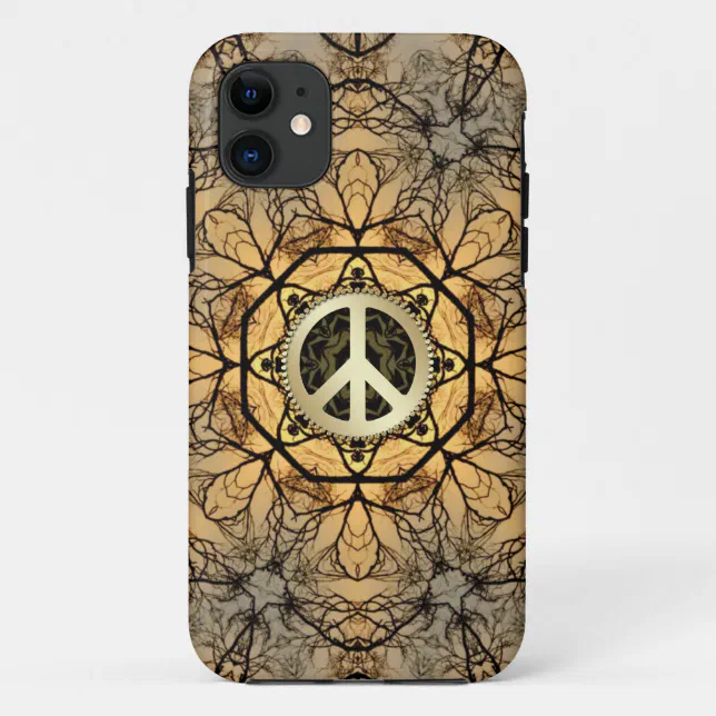 Golden Hexagon Forest Peace Sign iPhone 5 Case | Zazzle