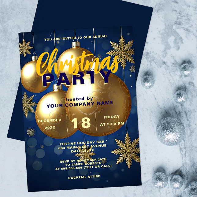 Golden Holiday Cheer - A Festive Christmas Party Invitation | Zazzle