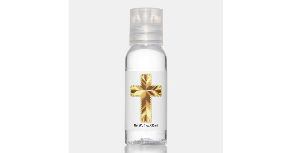 GOLDEN HOLY CROSS HAND SANITIZER | Zazzle