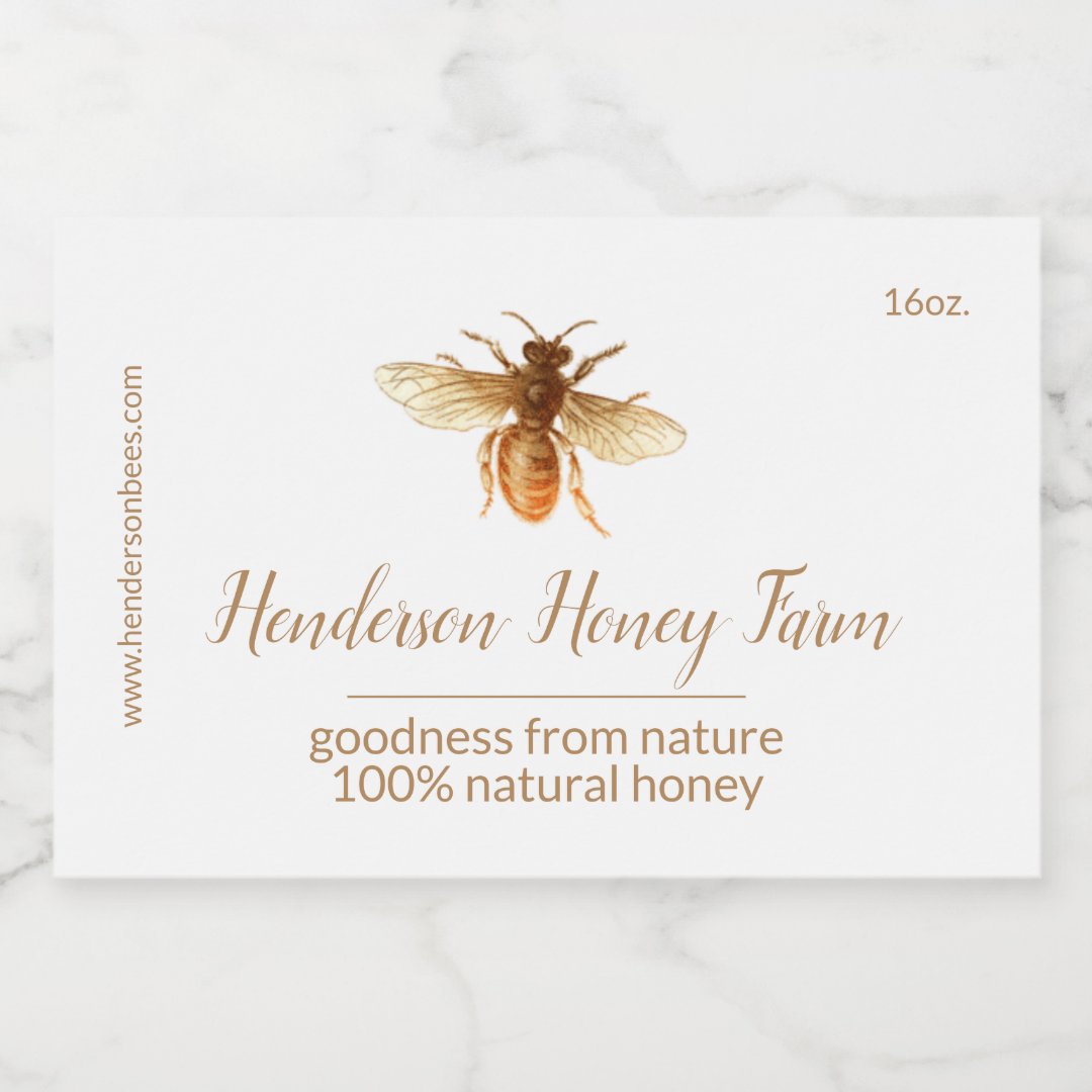 Golden Honey Bee Jar Label | Zazzle