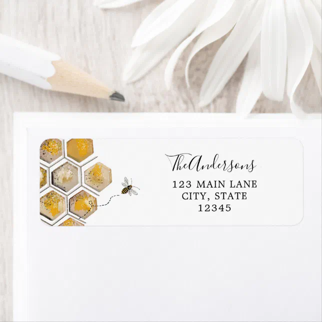 Golden Honey Bee Return Address Label | Zazzle