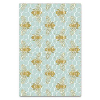 Golden Honey Bees on Honeycomb Tissue Paper | Zazzle