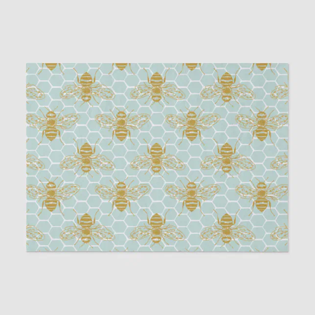 Golden Honey Bees on Honeycomb Tissue Paper | Zazzle