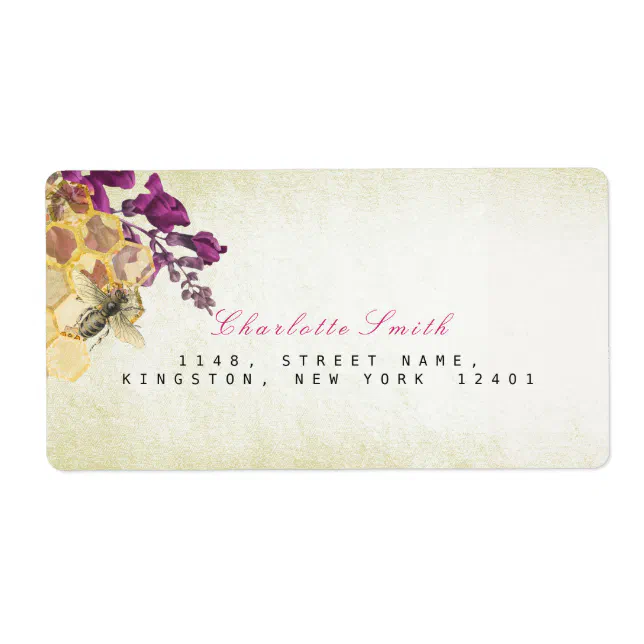 Golden Honeycomb Bee Vintage Return Address Labels | Zazzle