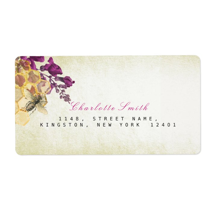 Golden Honeycomb Bee Vintage Return Address Labels | Zazzle.com