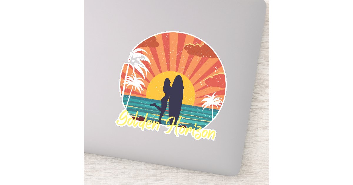 Golden Horizon Beach Sticker | Zazzle