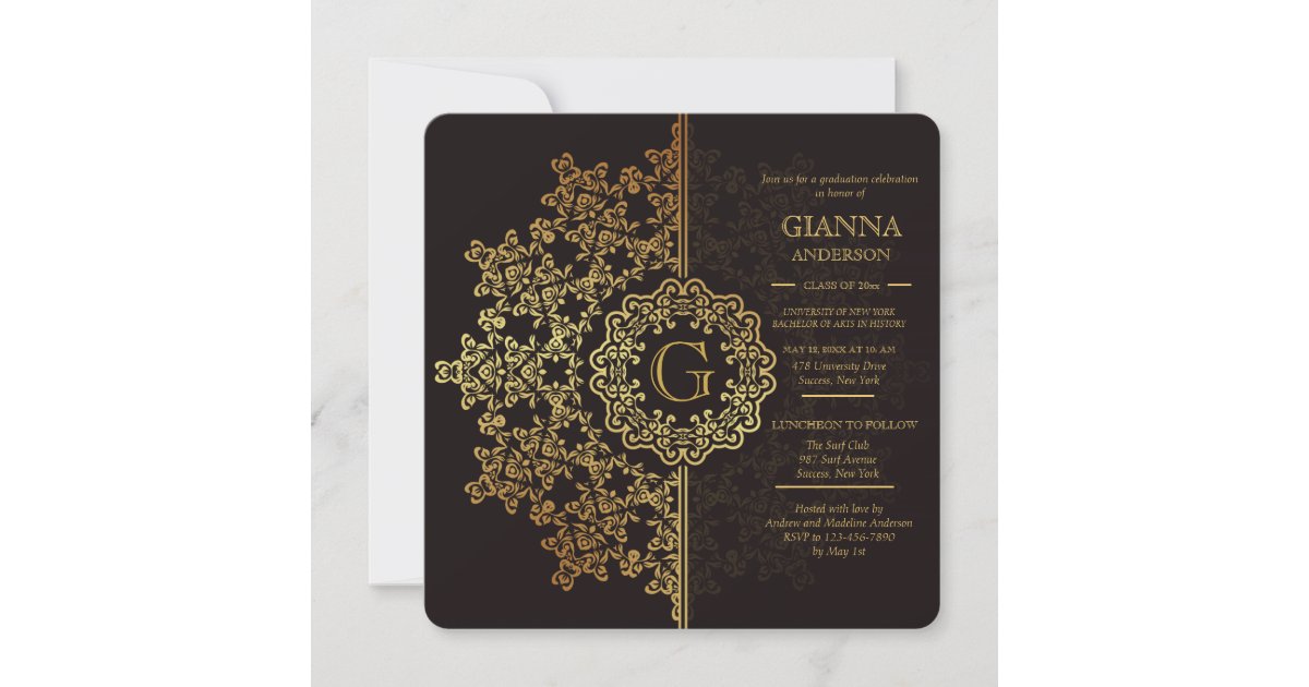 Golden Impression Graduation Invitation | Zazzle