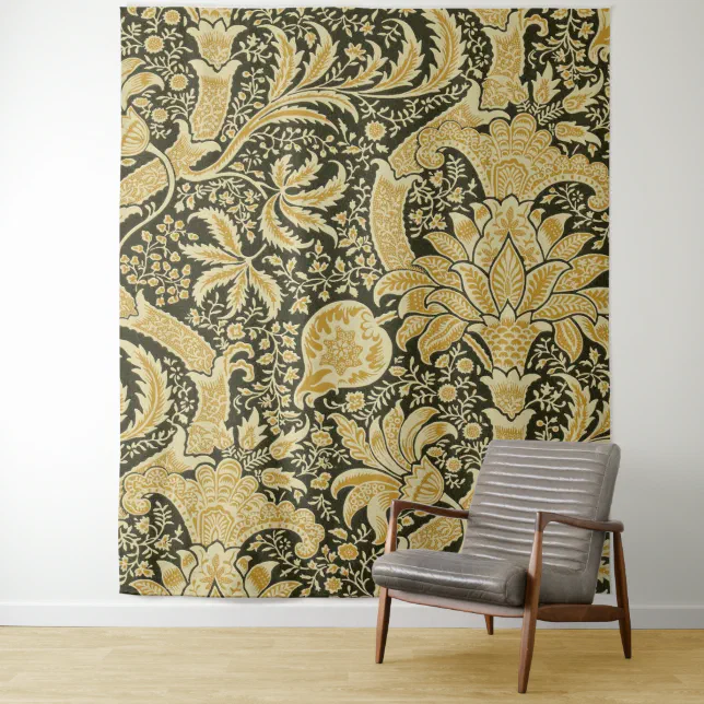 Golden Indian Pattern, William Morris Tapestry | Zazzle