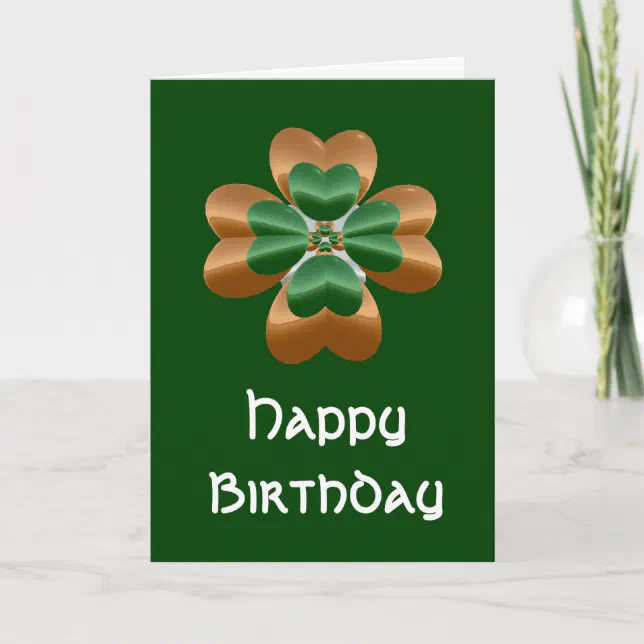 Golden Irish Shamrock Happy Birthday Card | Zazzle
