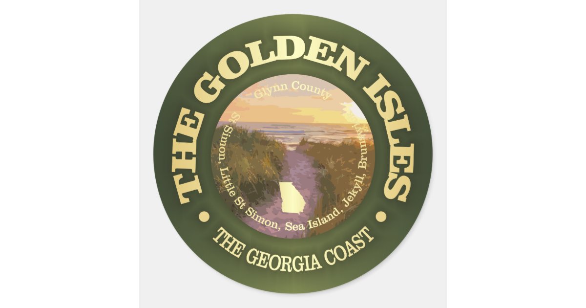 Golden Isles (C) Classic Round Sticker | Zazzle