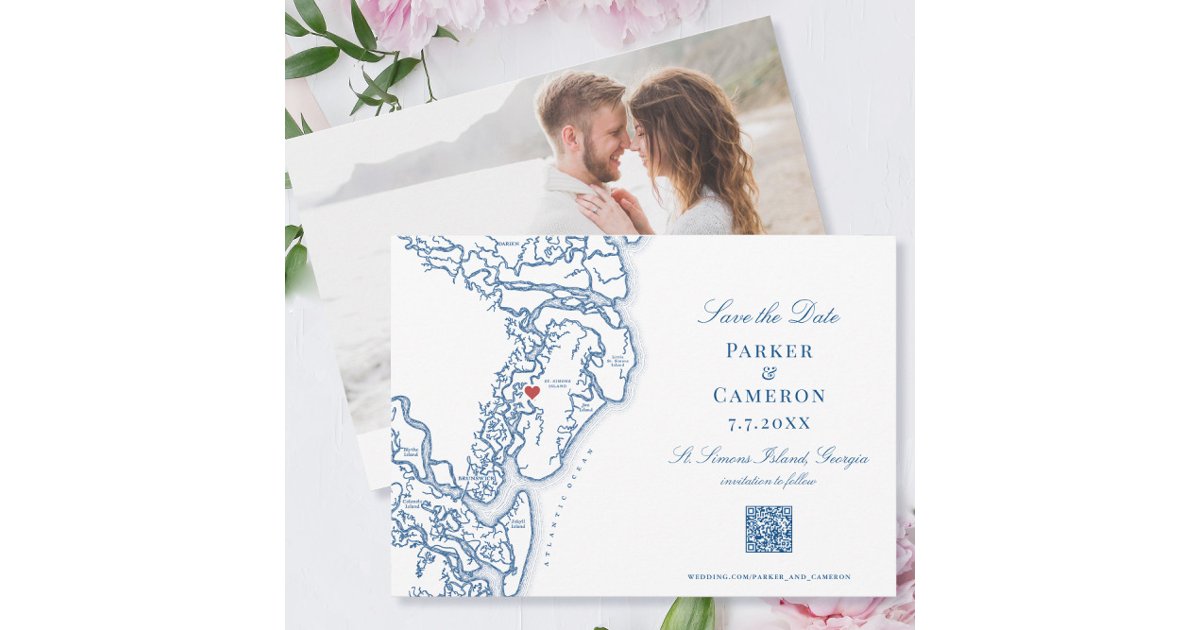 Golden Isles St Simons Georgia Map Save the Date | Zazzle