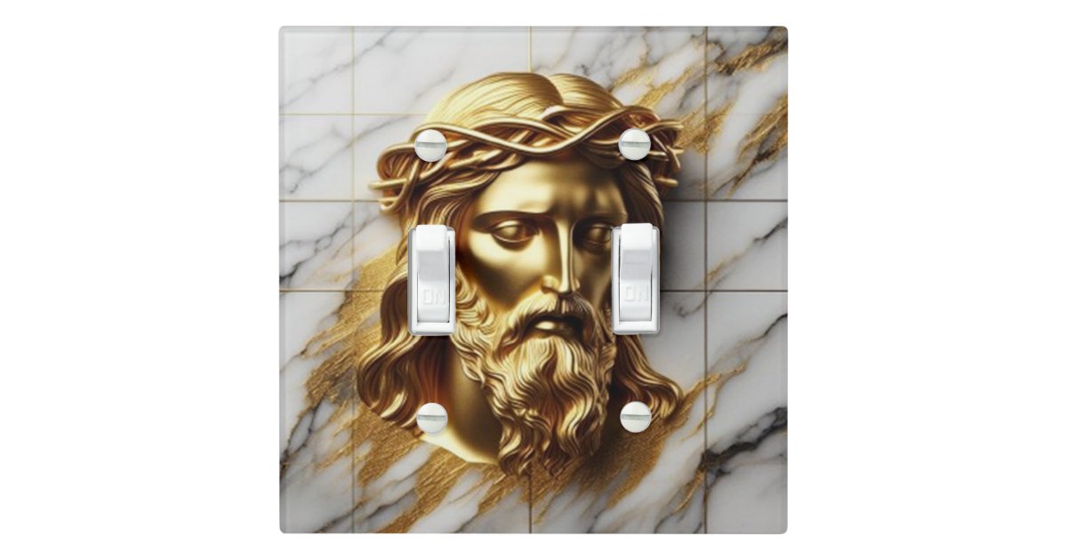 Golden Jesus A Divine Presence in Marble Light Switch Cover | Zazzle