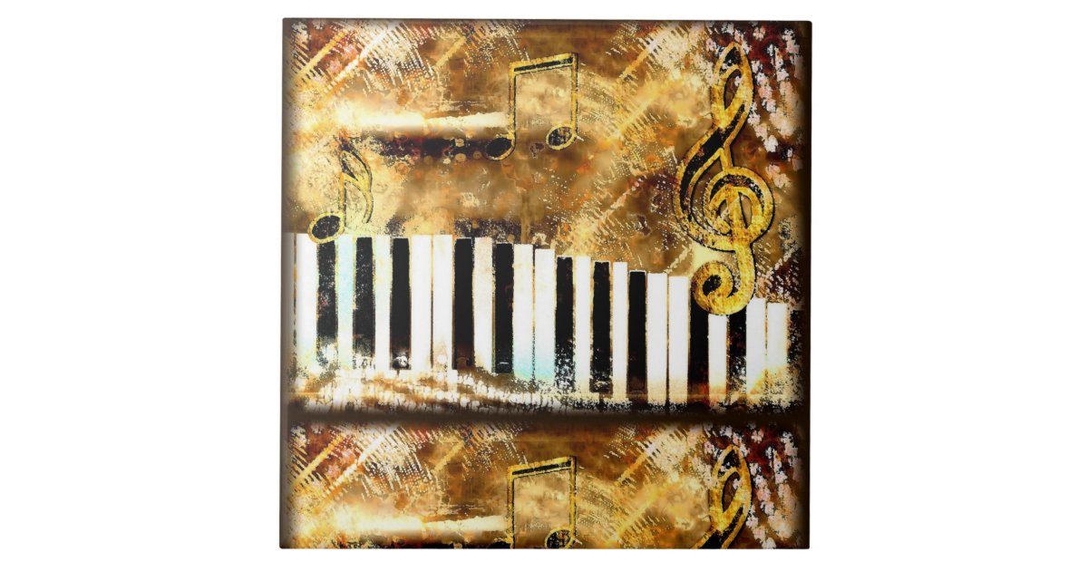 Golden Keyboard Ceramic Tile | Zazzle