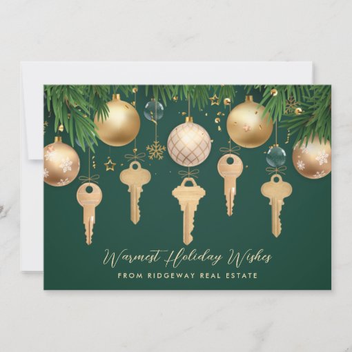Golden Keys Real Estate Holiday Card | Zazzle