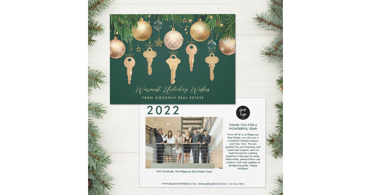 Golden Keys Real Estate Holiday Card | Zazzle