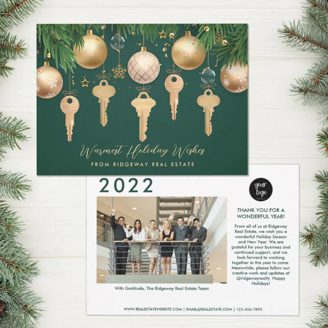 Golden Keys Real Estate Holiday Card | Zazzle