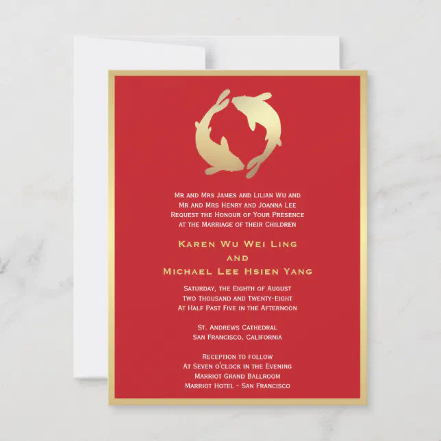 Golden Koi Wedding Invitation | Zazzle